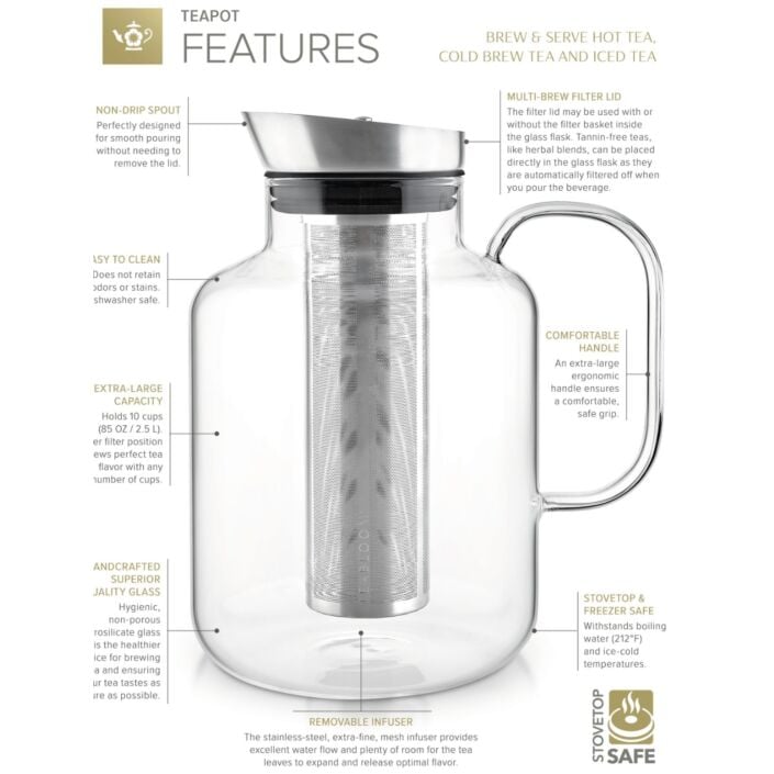 Extra Large Teapot | Multi-Brew Tea Pitcher | Teabloom